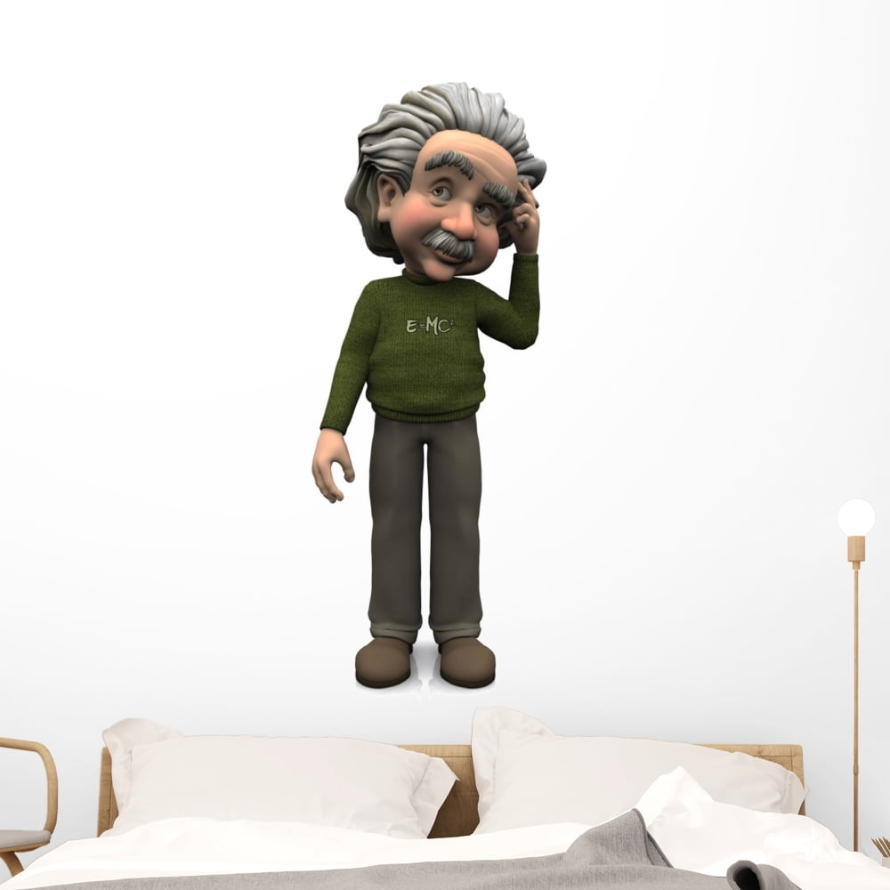 Cartoon Albert Einstein Thinking Wall Mural by Wallmonkeys Peel and ...