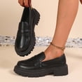Black Women's Low Heel Loafers with Polka Dots British Style Round Toe ...