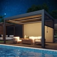 U-HOMY 13 ft x 10 ft Aluminum Louvered Pergola with Adjustable Roof ...