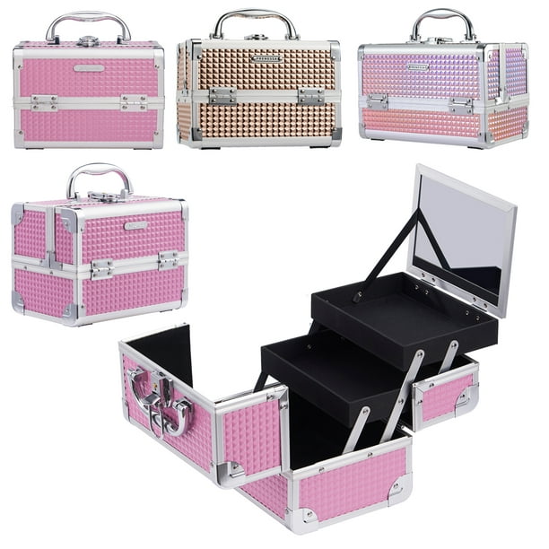 Professional Makeup Train Case Aluminum Jewelry Storage Box Cosmetic ...