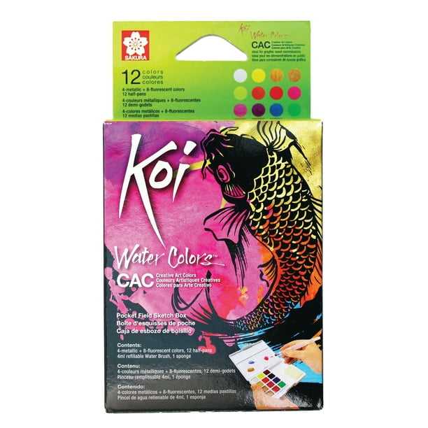 Koi Creative Art Colors (CAC) Watercolor Set, 12-Colors - Walmart.com