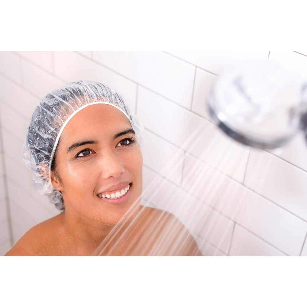 Nobles Disposable Plastic Shower Caps Great For Spa, Home & Kitchen Use ...