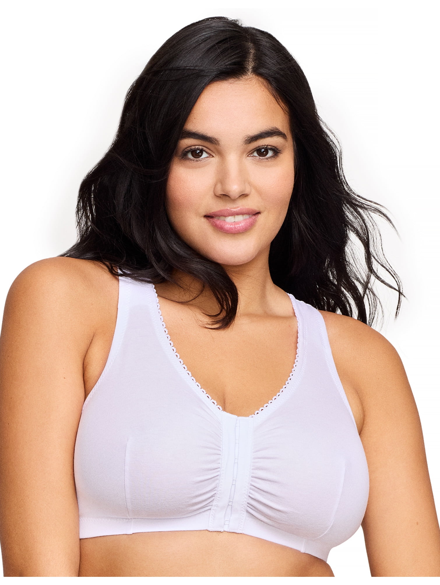 Glamorise Full Figure Plus Size Front Closure Cotton T Back Comfort Bra Wirefree 1908