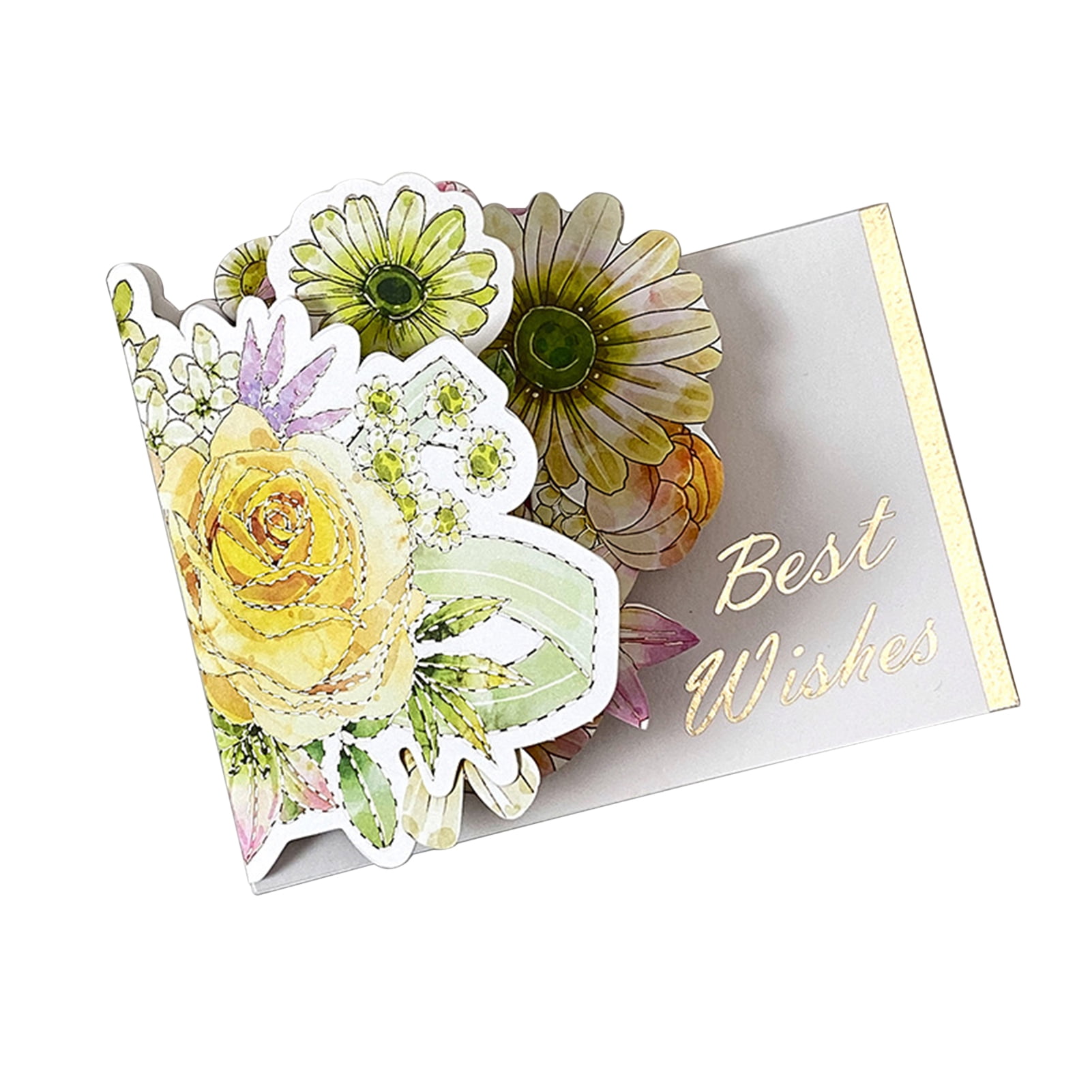 opvise 1 Set Greeting Card Foldable Best Wishes DIY Handwriting 3D ...