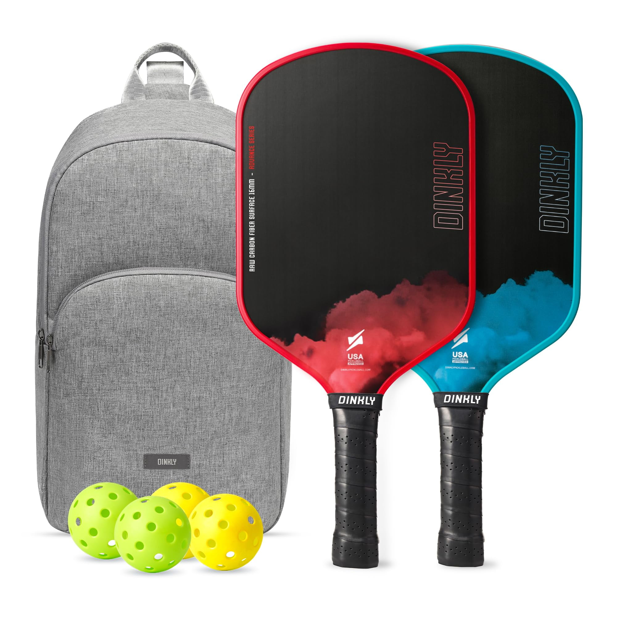 Juego de palas de pickleball Dinkly Raw de fibra de carbono con núcleo ...