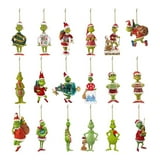 Merry Christmas Themed Grinch Ornaments 2D Xmas Tree Hanging Decoration ...