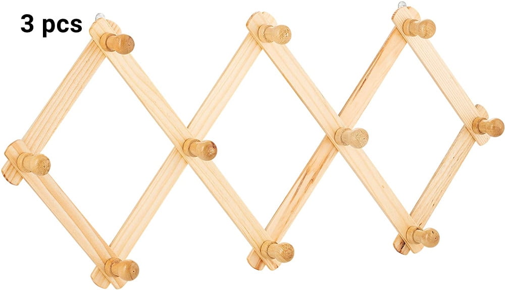 Happon Accordion Wall Hanger, Wooden Expandable Coat Rack Wall Mounted ...