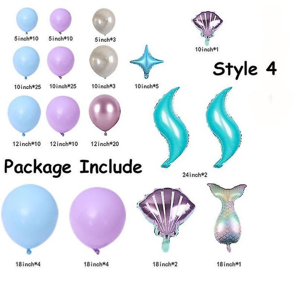 Mermaid Tail Balloon Garland, Happy Brthday Design Party Decoration ...