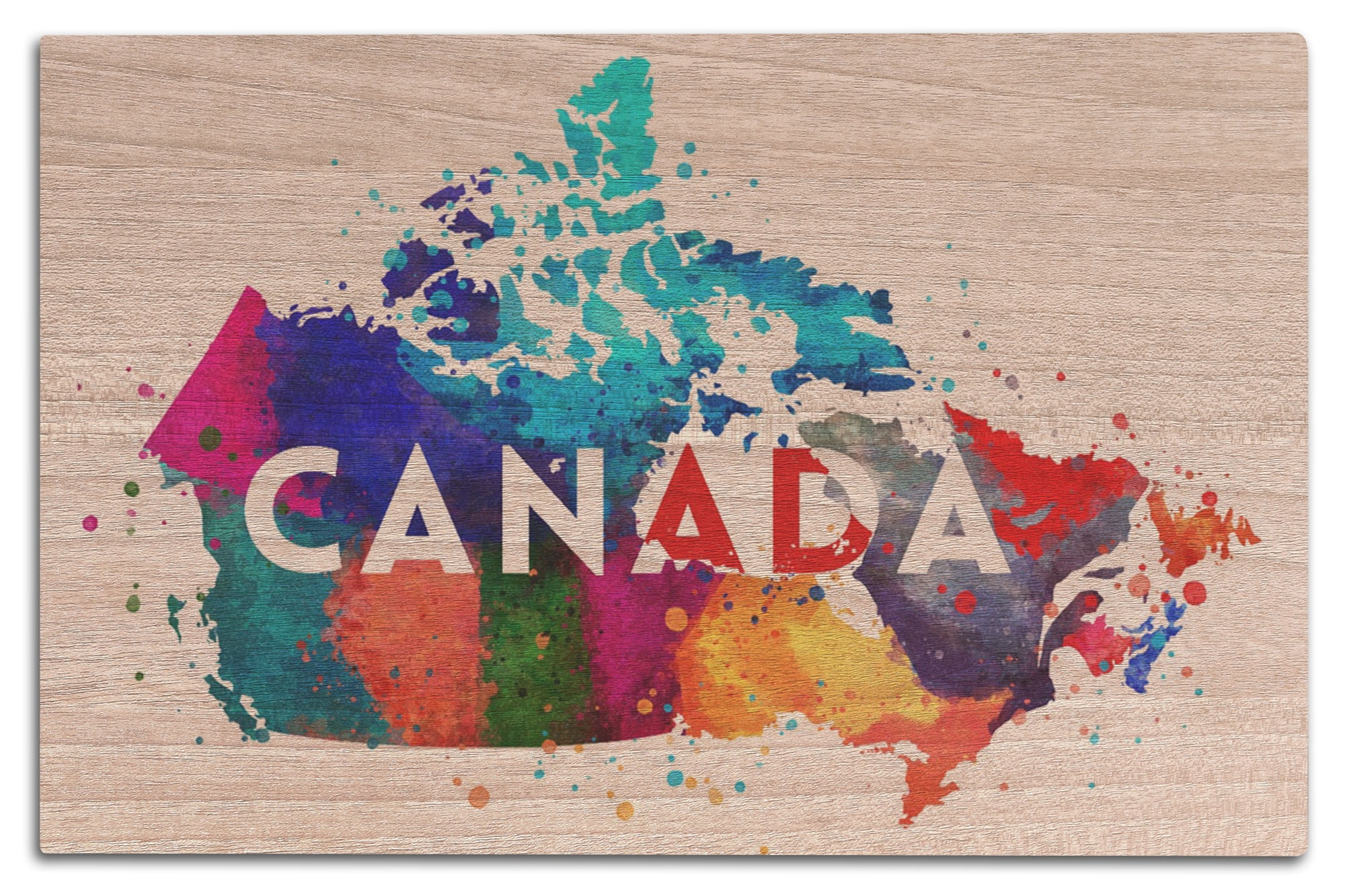 Canada, Watercolor Provinces Birch Wood Wall Sign (12x18 Rustic Home ...