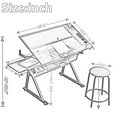 Infirleo Glass Drafting Table with Stool, Height Adjustable Drawing ...