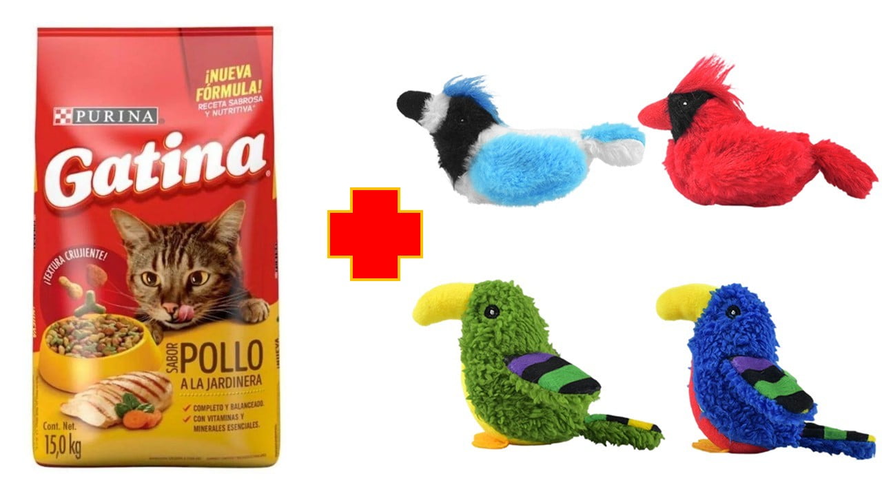 Paquete Gatina 15 kg + 1 juguete con sonido de ave real con catnip Fany ...