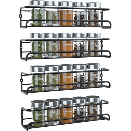 XBRW Spice Racks, 4 Tiers Wall Mounted Flexible Seasoning & Spice Jars ...