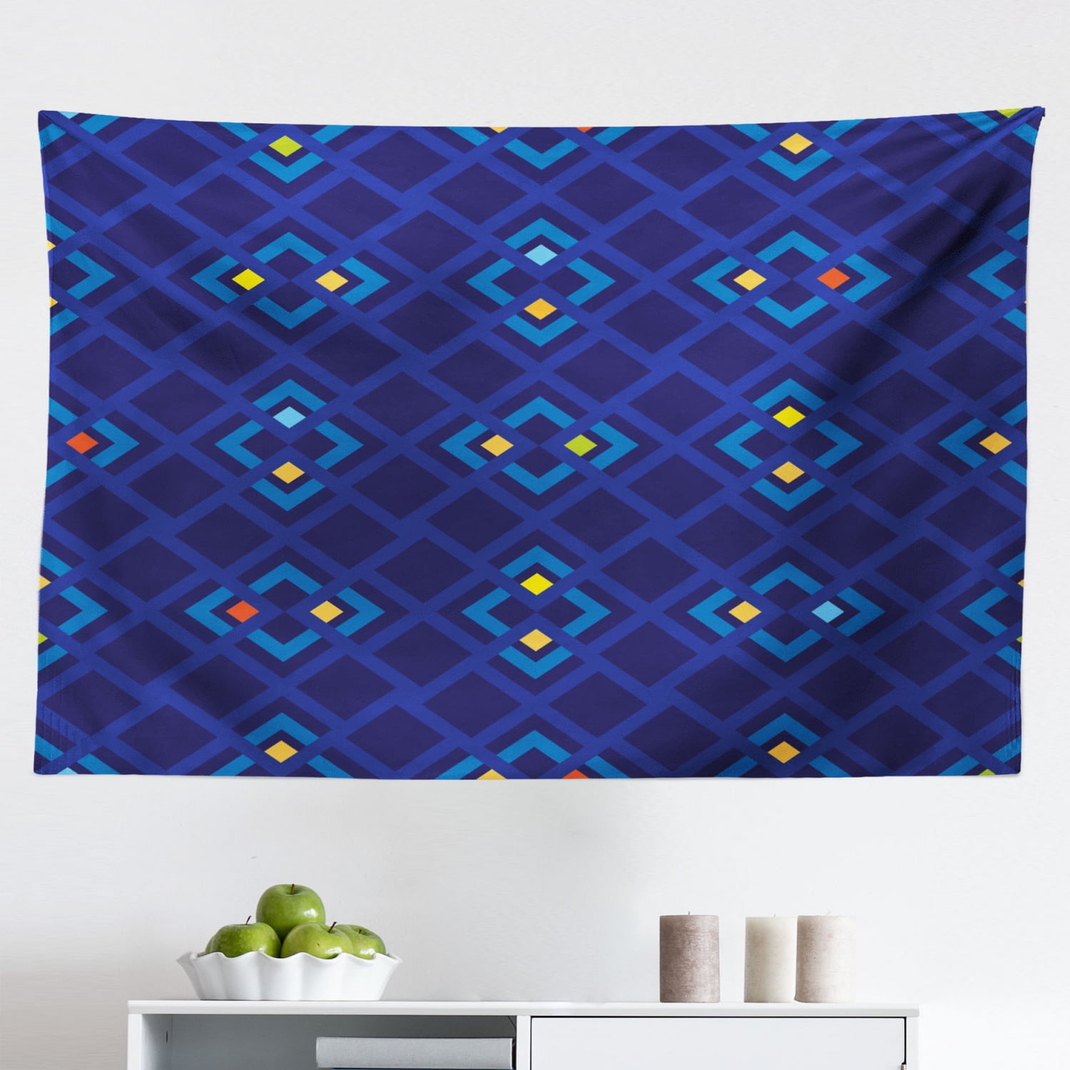 Navy Tapestry, Shell Pattern with Half Circled Lines Like Ocean Waves ...
