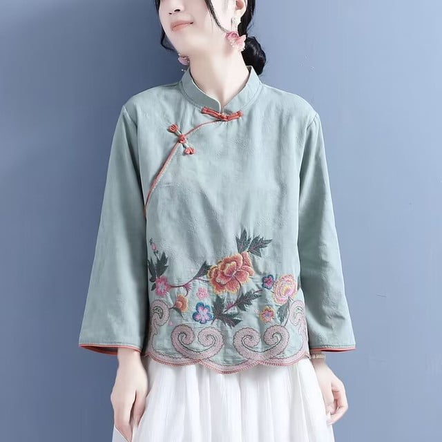 Click here for Chuank Chinese Style Embroidered Cotton Linen Shir... prices