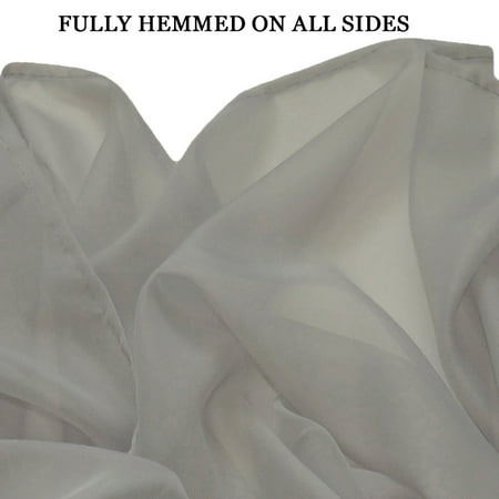 Gray Sheer Voile Window Curtain Scarf: 55"W x 216"L, Fully Hemmed ...