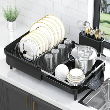 KitchenAid Large Stainless Steel Dish Rack with Drain Drying Feature ...