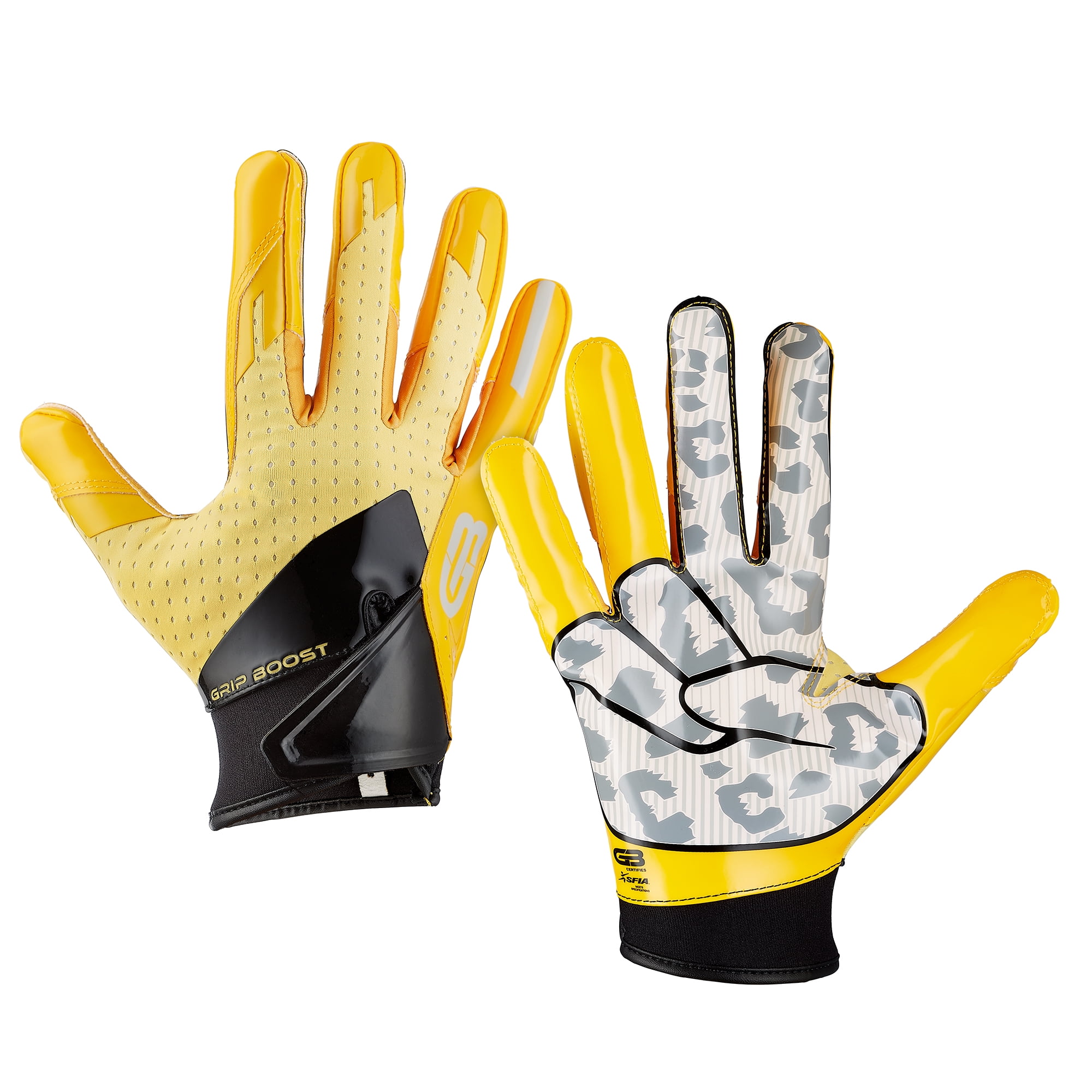 Grip Boost Peace Football Gloves Pro Elite - Adult Sizes (Yellow ...