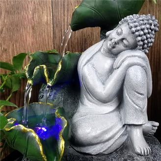 HIBIBUD Small Indoor Water Fountain,Zen Meditation Waterfall Feature ...