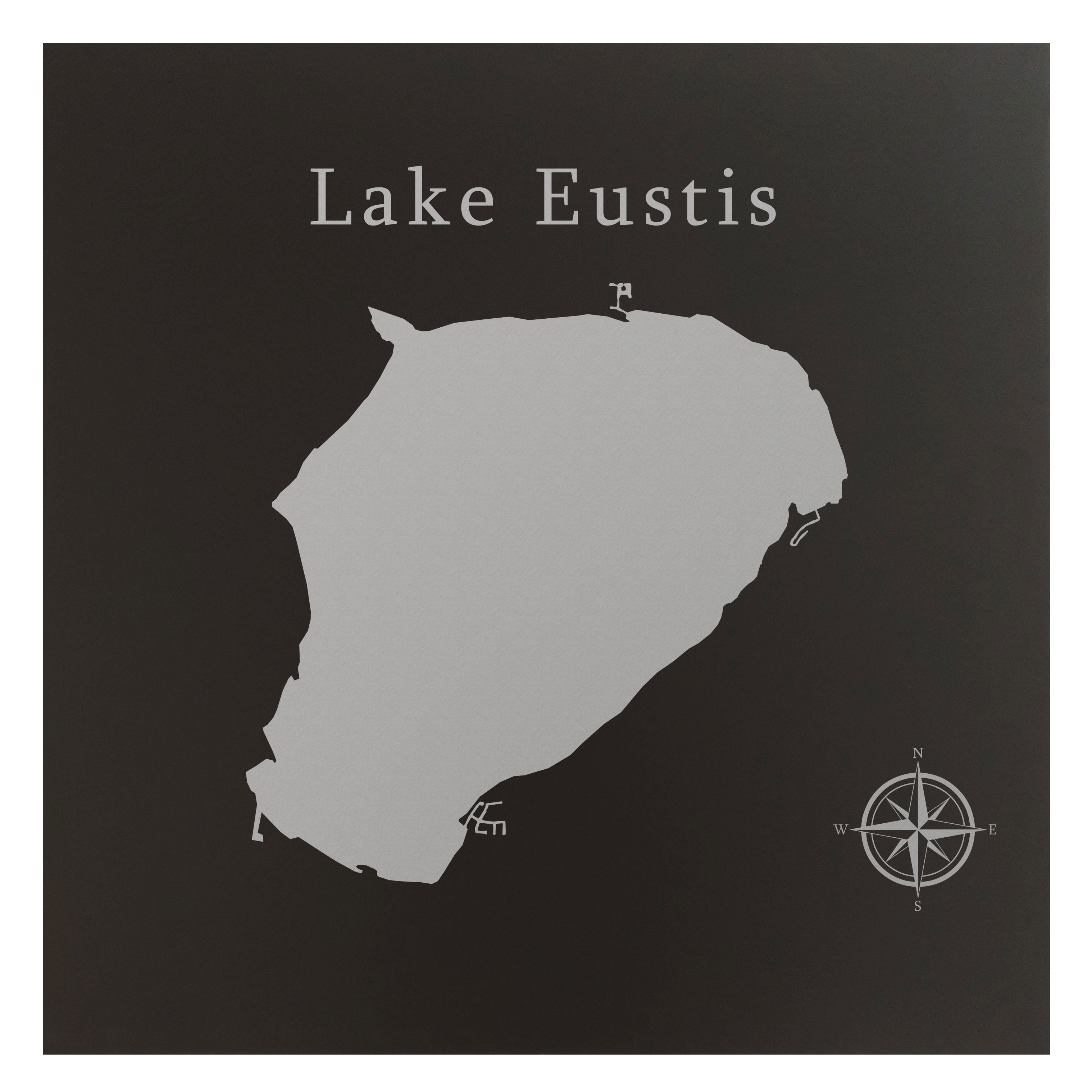 Lake Eustis Map 12x12" Black Metal Wall Art Office Decor Gift Engraved ...