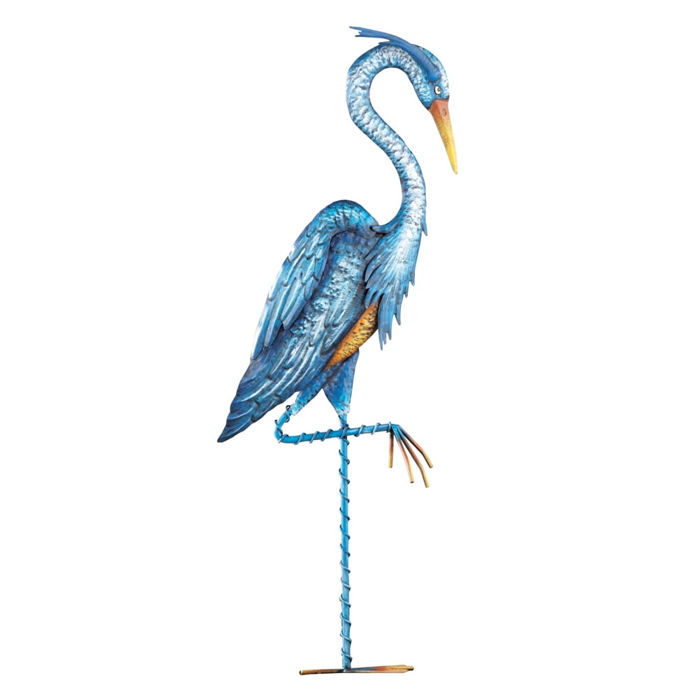 Collections Etc Blue Heron Crane Metal Garden Décor - Hand-Painted Yard ...