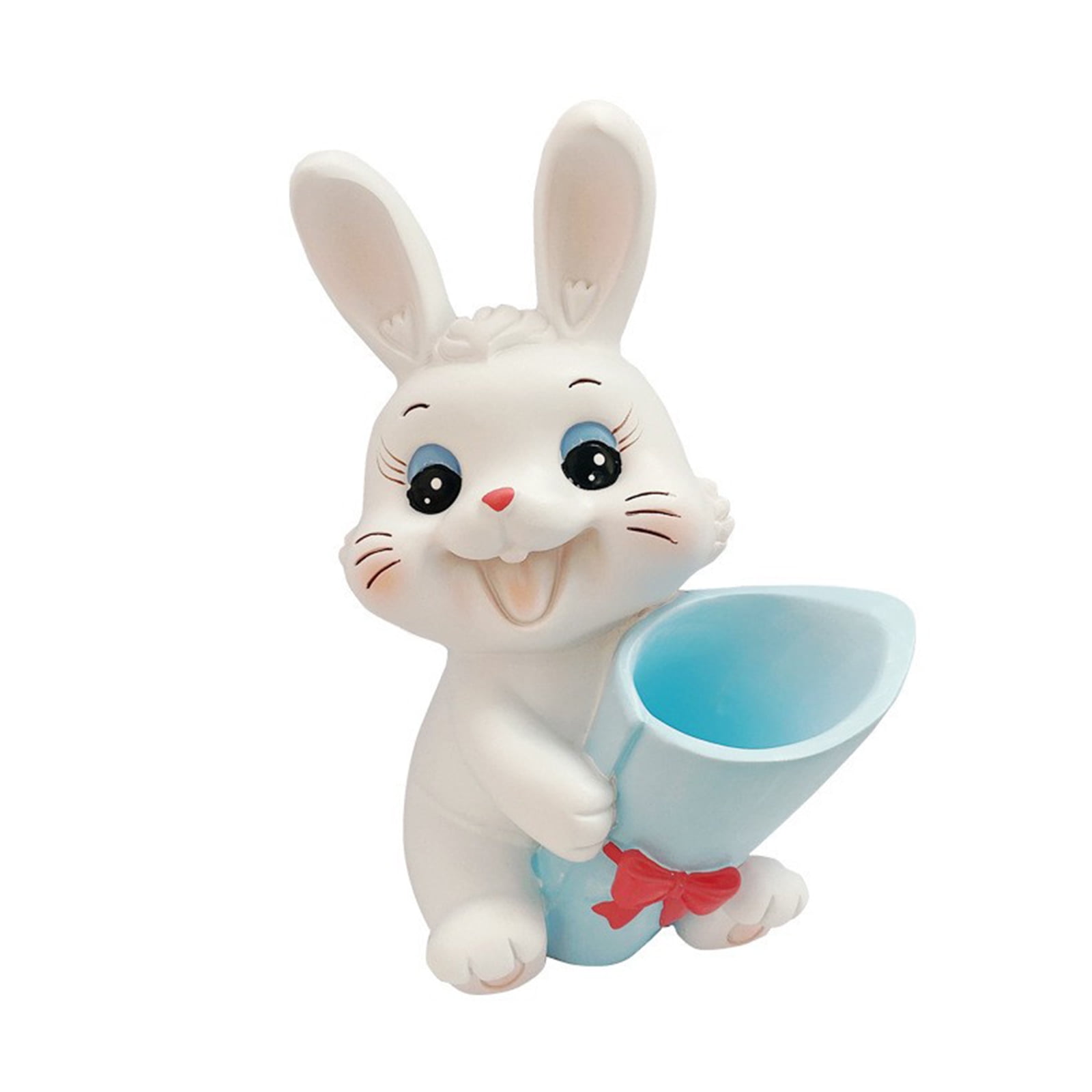 Resin Rabbit Figurine Tray Decoration Desk Pen Pencil Holder With Phone ...