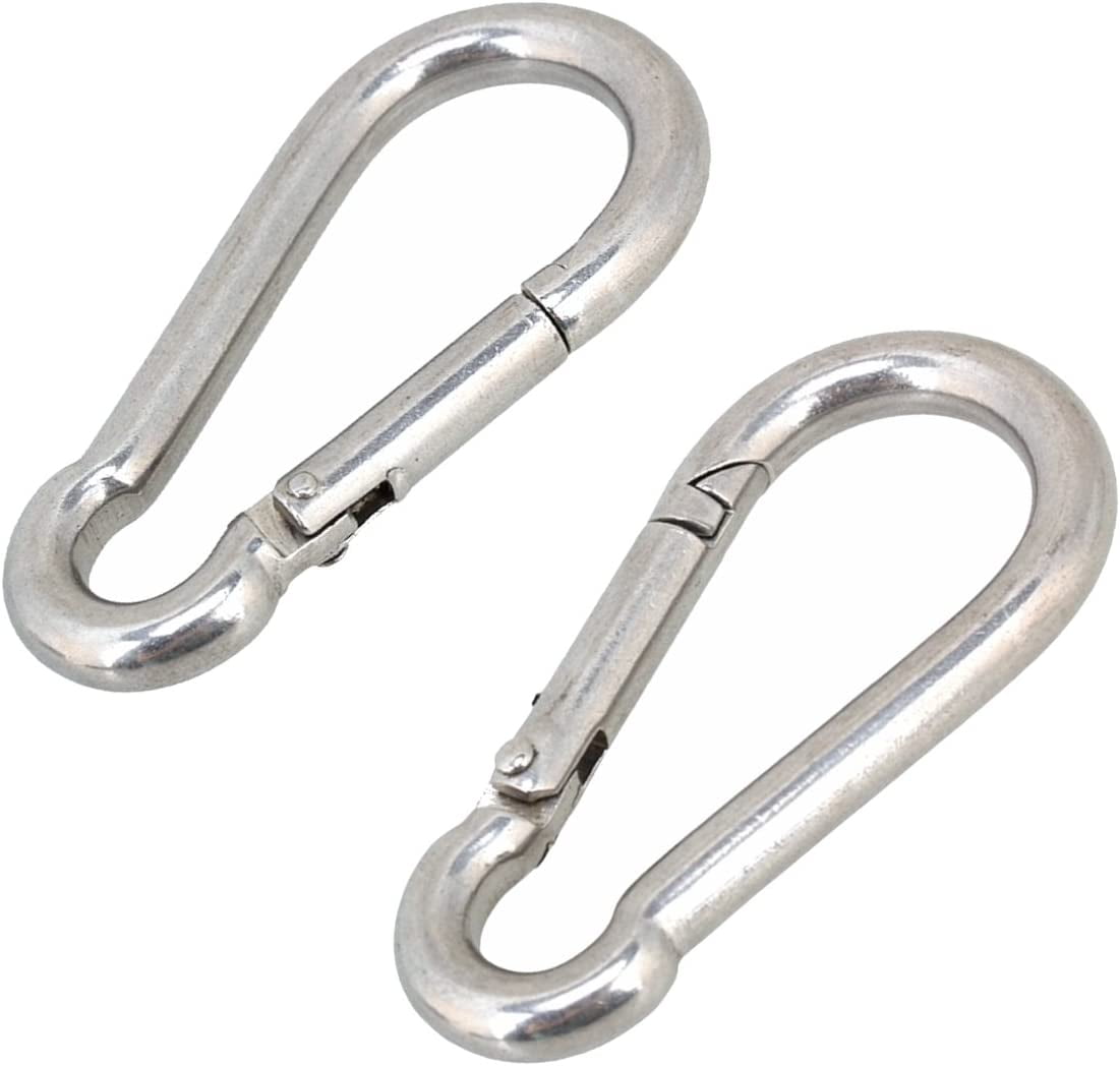 (Pack of 5) ¼” Dia - Galvanized Silver Steel Carabiner - Clip Snap Hook ...