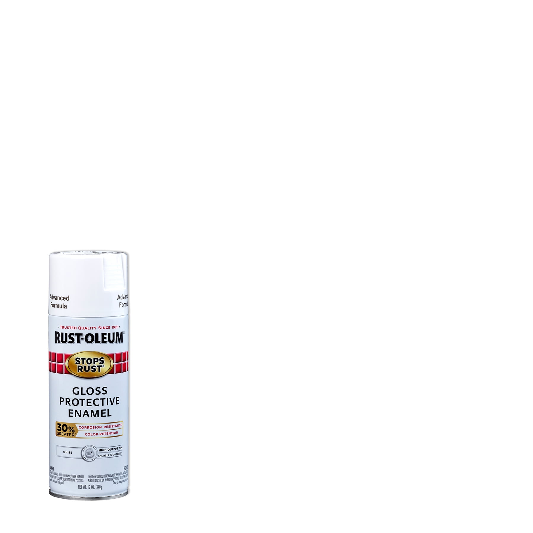 White, Rust-Oleum Stops Rust Advanced Gloss Spray Paint, 12 oz ...