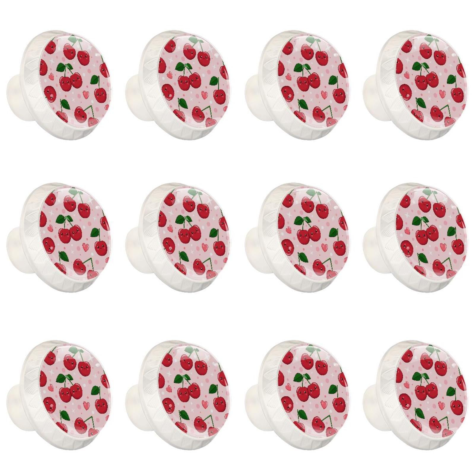 12 Pcs Cartoon Red Cherry Knobs for Kitchen Cabinet Cupboard Dresser Bookcase Drawer Pulls ...