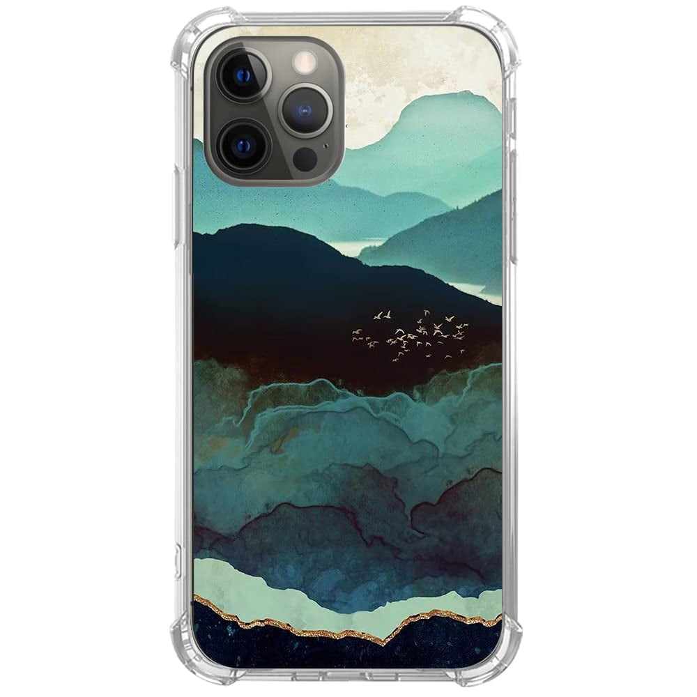 Blue Mountain Case for iPhone 12 Pro,Aesthetic Art Design Pattern TPU ...