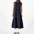 Aellinatey Women's Linen Dresses, V-Neck, Sleeveless, Bohemian Tiered ...
