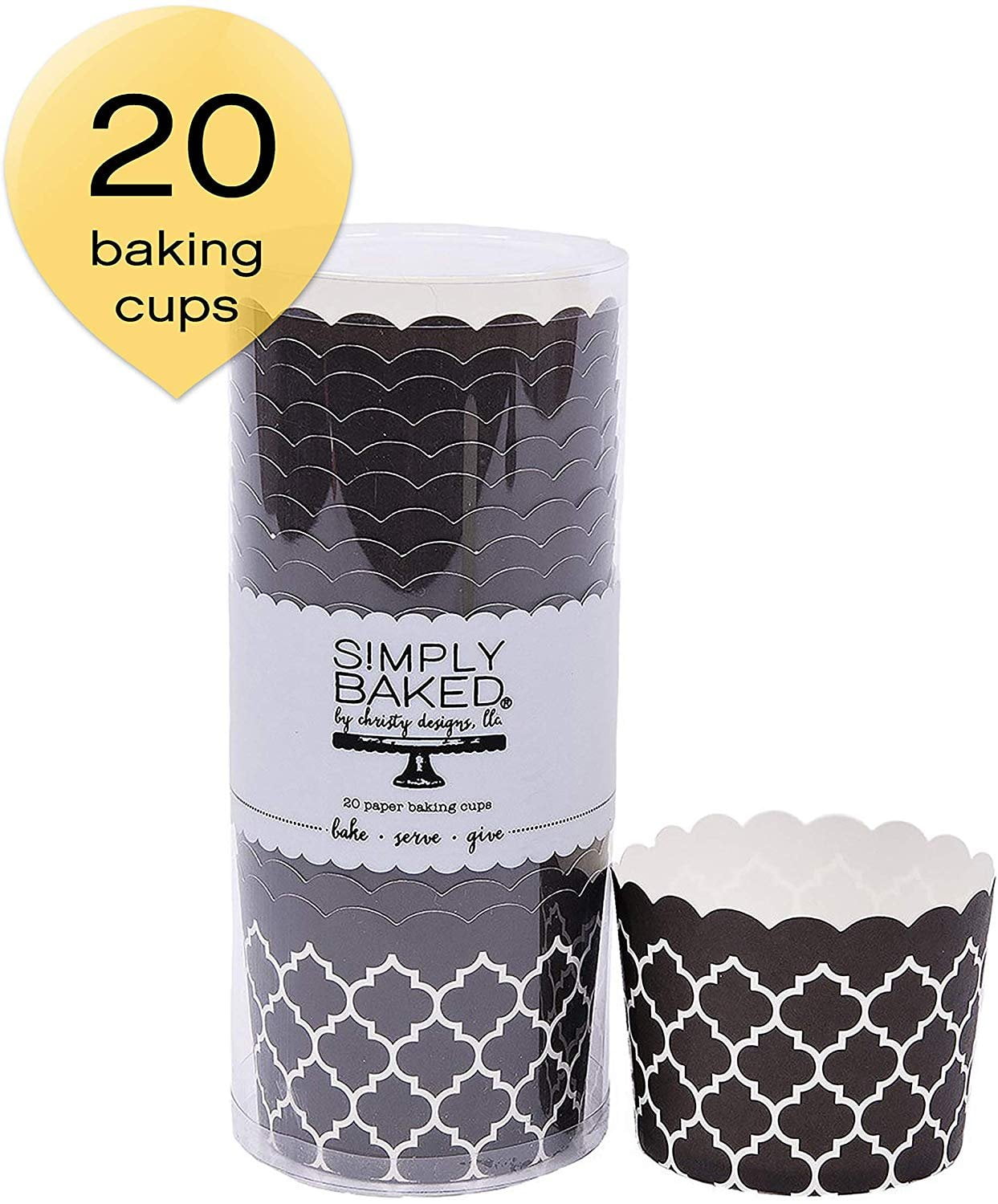 Simply Baked Large Paper Baking Cups Black Quadrafoil 20-Pack ...