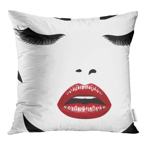 ECCOT Black Woman Face Realistic Red Lips and Chic Eyelashes Beautiful ...