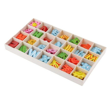 112 Pieces Wooden Alphabet Letters Kids Education Toys with Storage ...