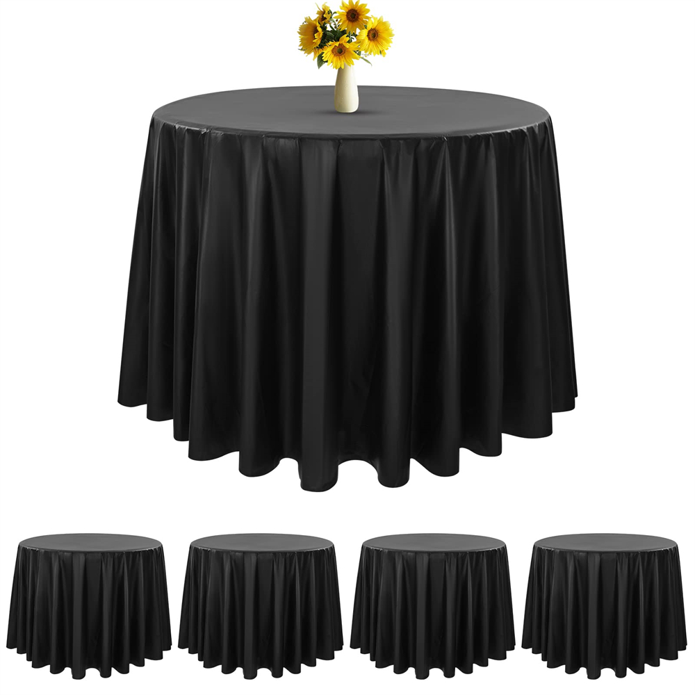 Pesonlook 5 Pack Disposable Plastic Round Tablecloth Black Round ...