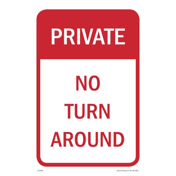 No Turn Around Parking Sign, 12"w x 18"h, Metal Full Color - Walmart ...