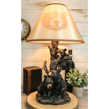 Ebros Set of 2 Climbing Black Bear Cubs Table Lamp for Living Room ...