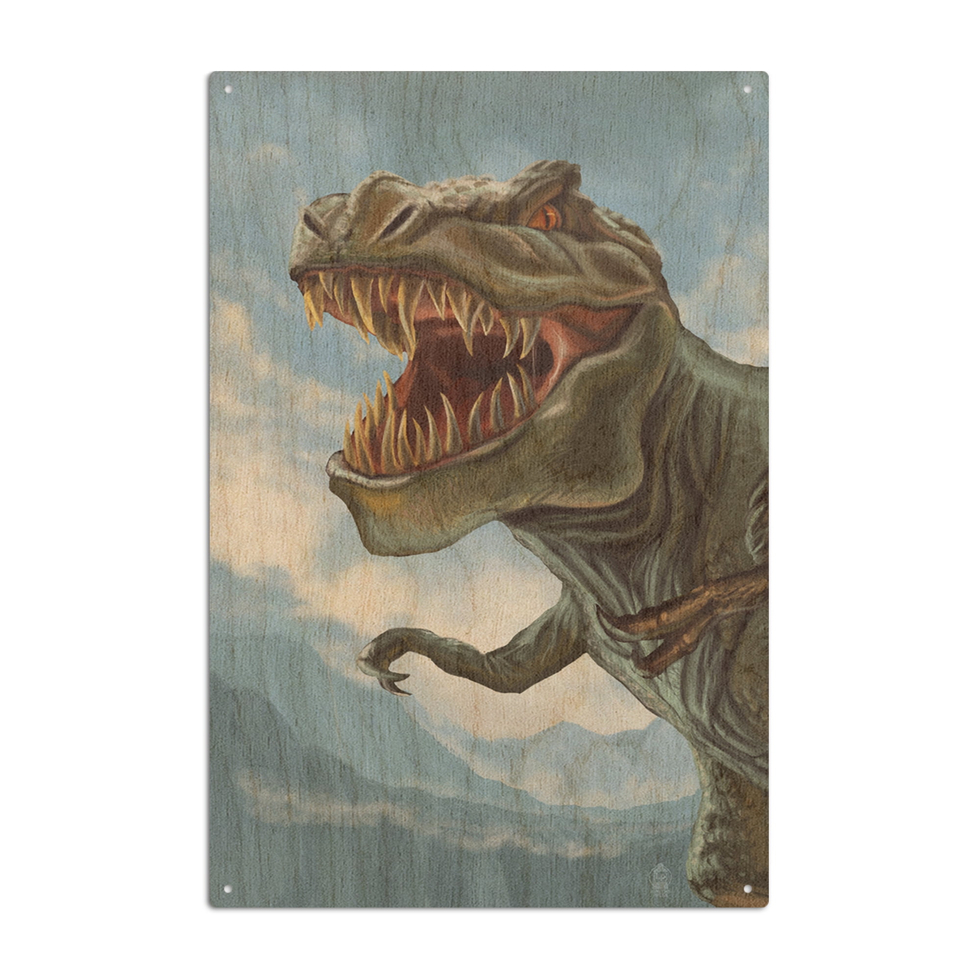 T Rex Dinosaur Birch Wood Wall Sign (6x9 Rustic Home Decor, Ready to ...