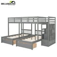 Bellemave Triple Bunk Bed for 3, Wood Full over Twin & Twin Bunk Bed ...