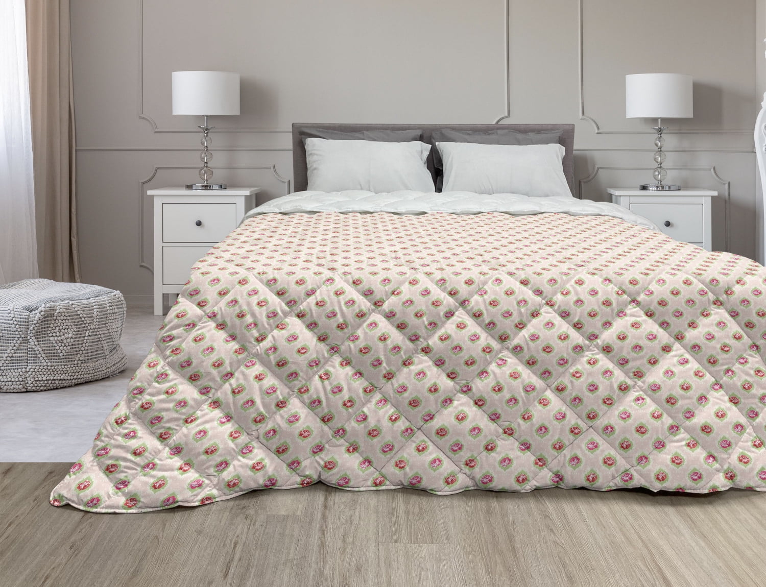 Irish Down Alternative Comforter, Royal Antique Floral Curves Old ...