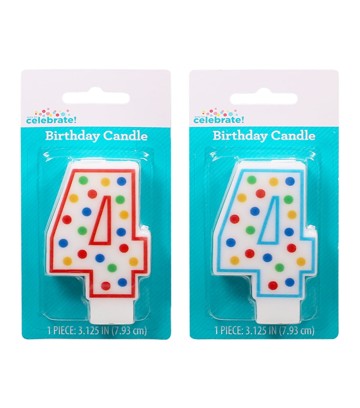 WAY TO CELEBRATE! Assorted Colors Birthday Candle, Number 4 - Walmart.com