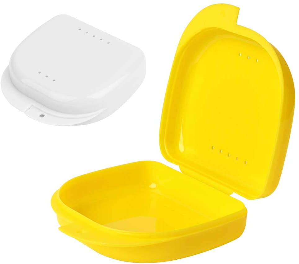 2 Pcs Retainer Box Retainer Container Partial Denture Box (Yellow ...