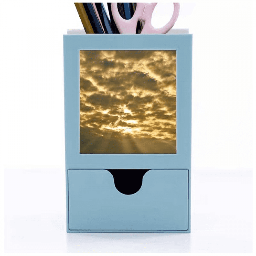 Dark Sky Sunshine Yellow Clouds Desk Supplies Organizer Pen Holder Card ...
