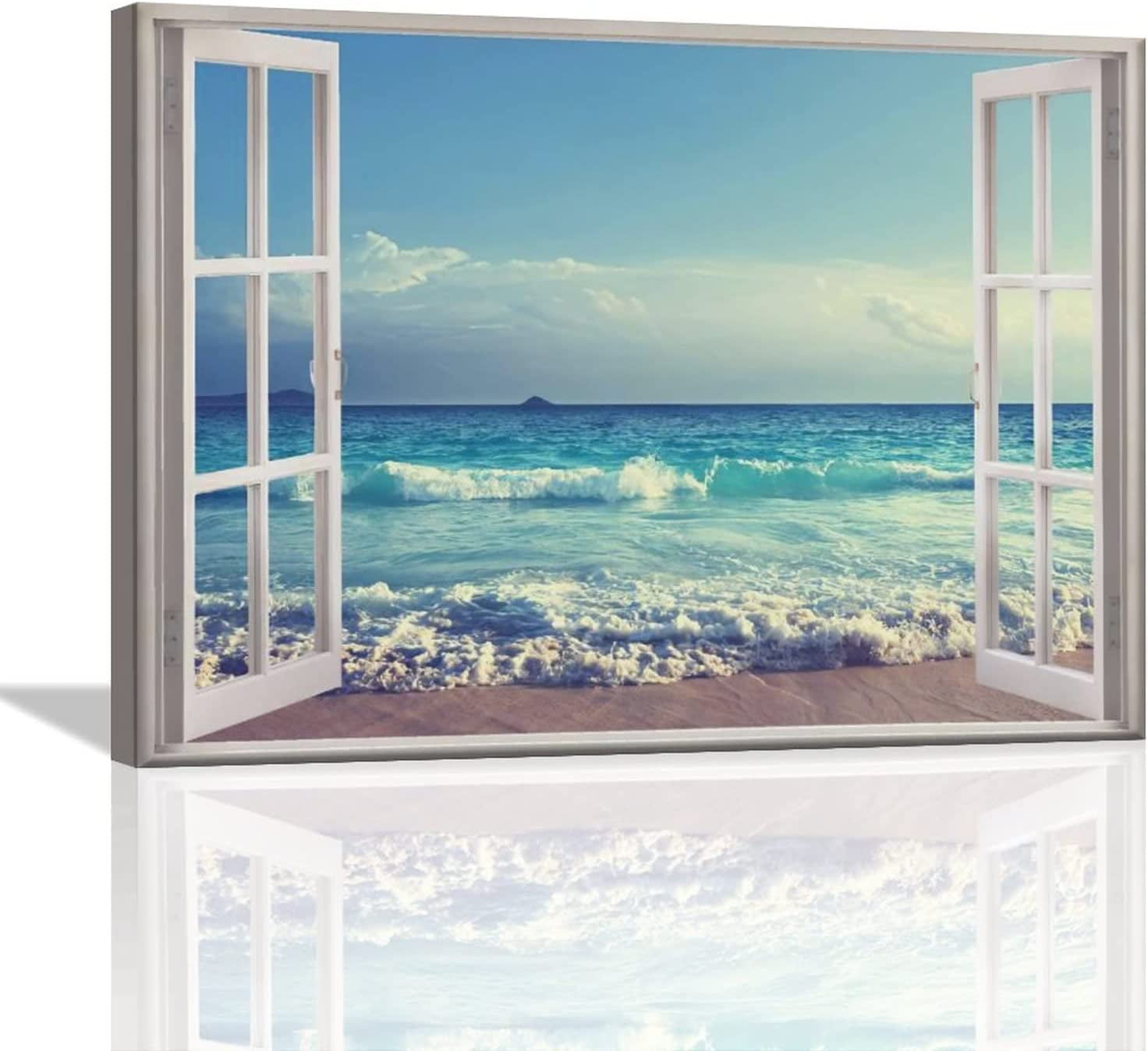 Beach Bathroom Wall Art Beach Coastal Pictures Wall Decor Blue Sea ...
