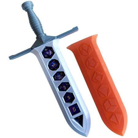 Slice and Dice Dice Sword Holder with 7 Polyhedral Role Playing Dice ...