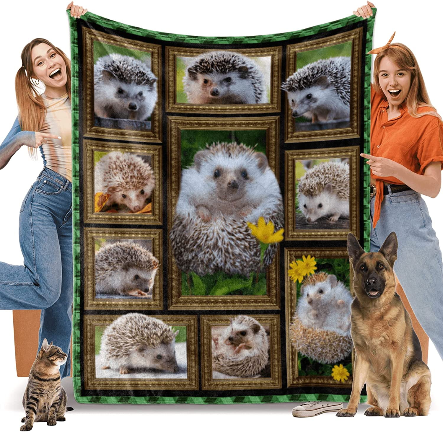 Hedgehog Gifts for Women Men, Hedgehog Print Fleece Throw Blanket, Soft ...