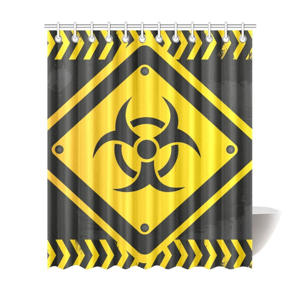 MKHERT Warning Biohazard Sign Polyester Fabric Bathroom Shower Curtain ...