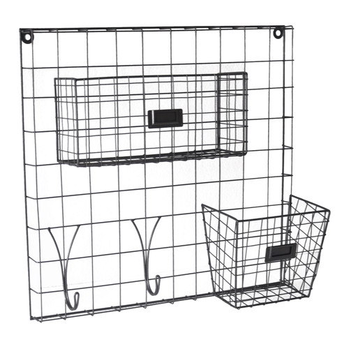 Cheungs Wire Wall Storage with 2 Hooks and 2 Baskets - Walmart.com