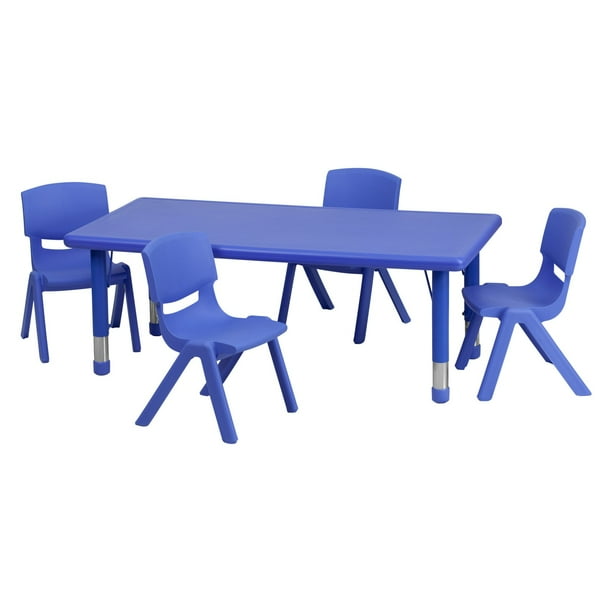 Flash Furniture 24''W x 48''L Adjustable Rectangular Plastic Activity Table Set in Multiple ...
