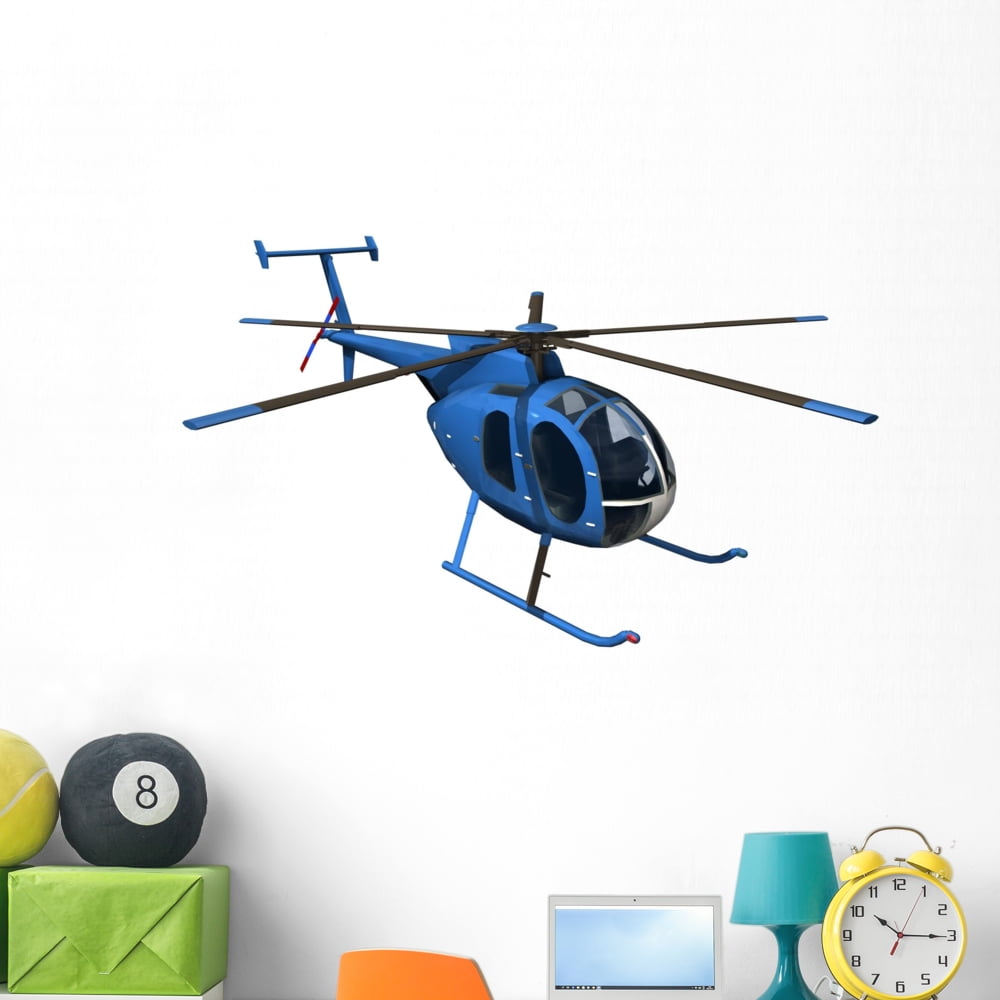 Blue H)elicopter Wall Decal Sticker by Wallmonkeys Vinyl Peel and Stick ...
