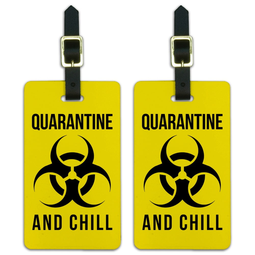 Biohazard Quarantine and Chill Luggage ID Tags Suitcase Carry-On Cards ...